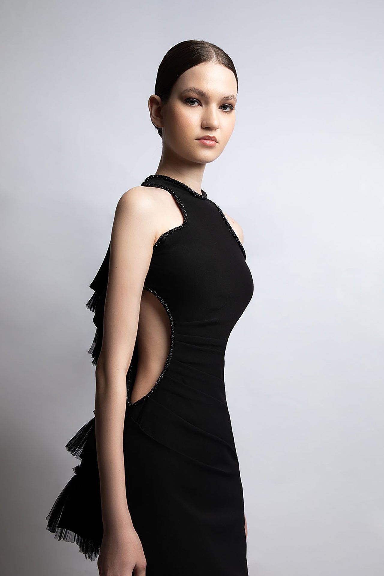 Halter Neck Mini Dress with Ruffles – M.R DESIGN