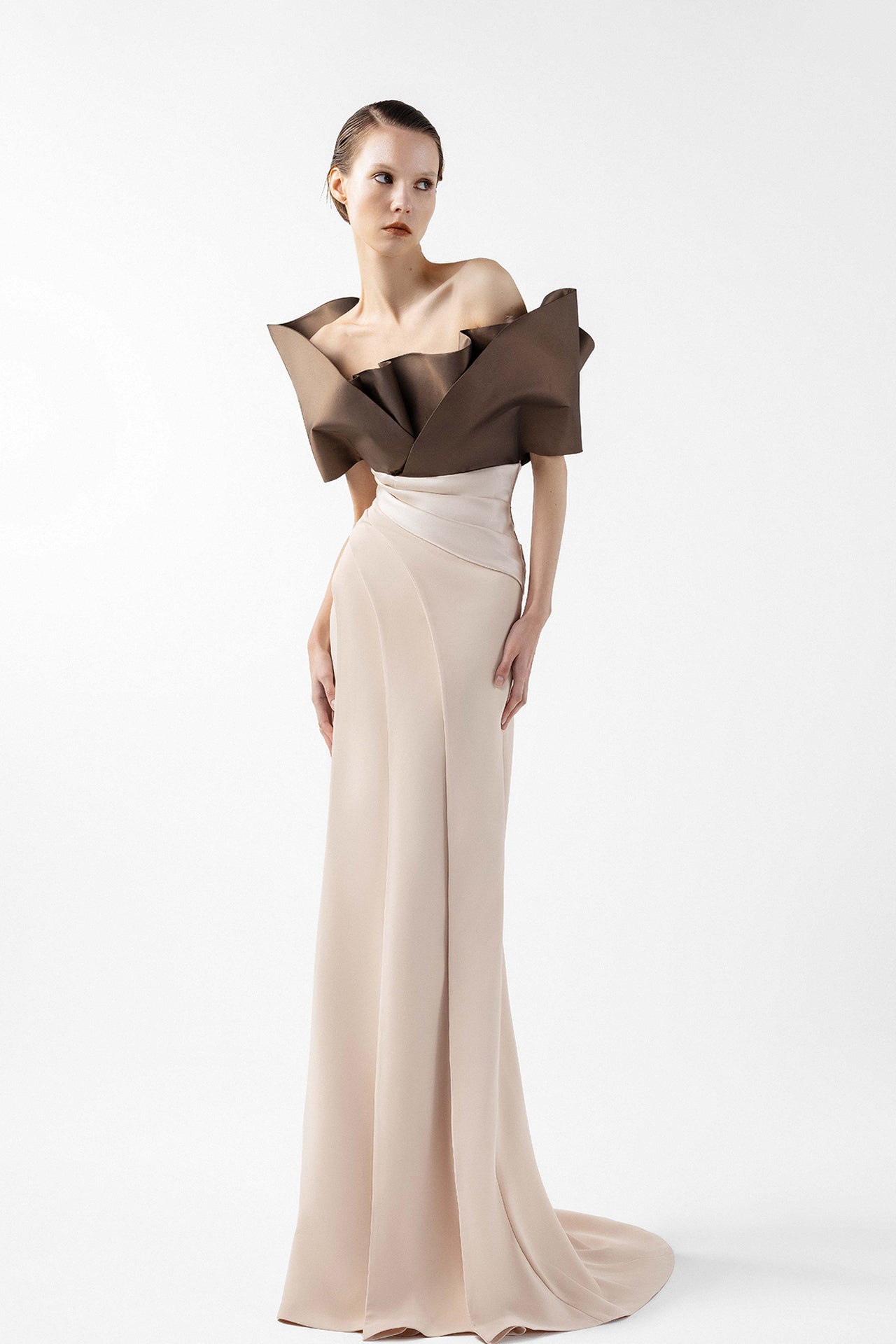 Sculpted Bloom Taffeta Dress – M.R DESIGN